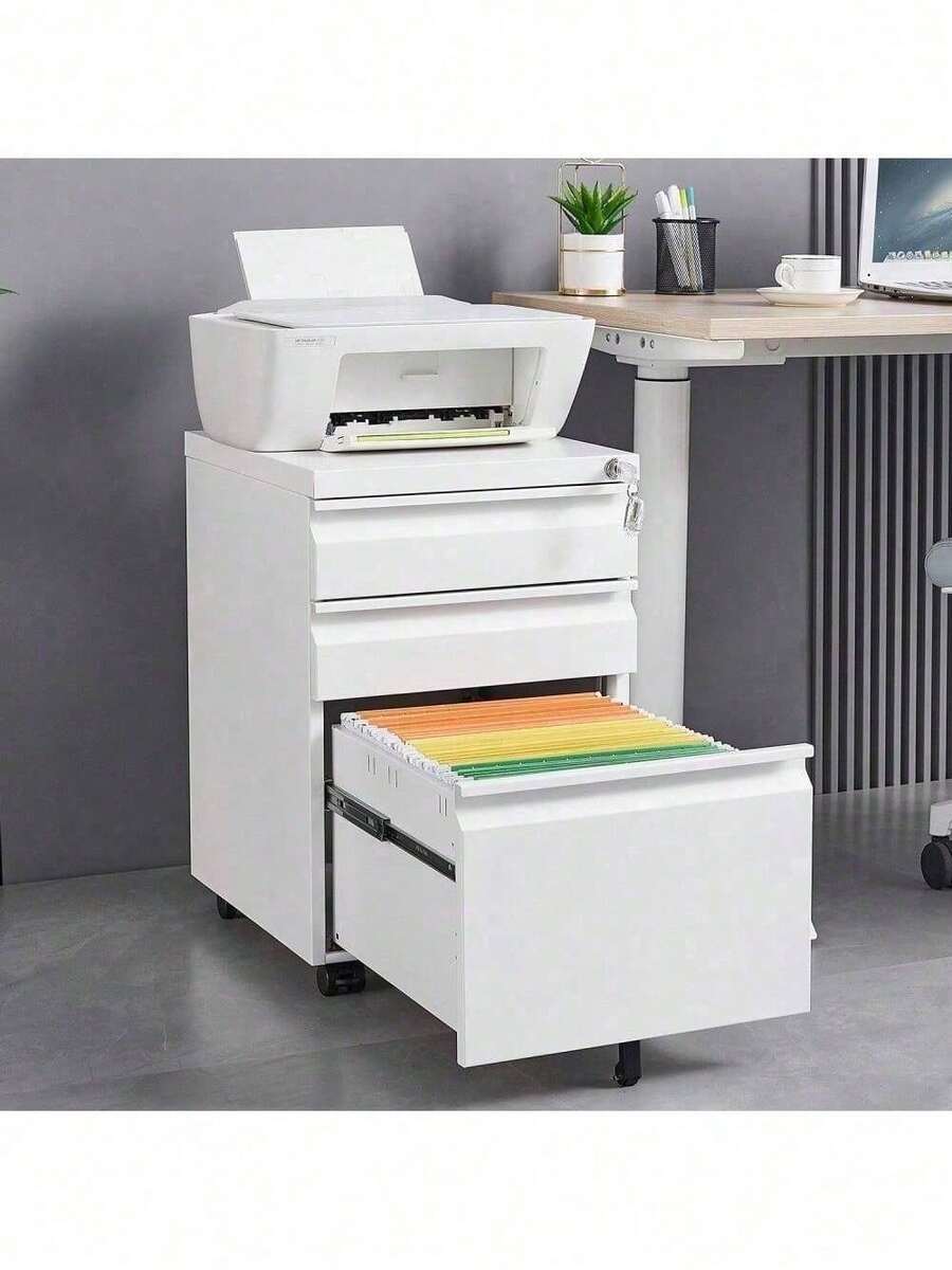 Office Furniture Copier Cabinet Black 2 Door Steel Copier Stand Mobile ...