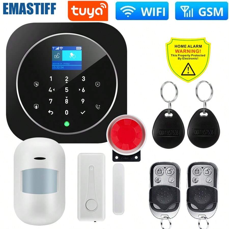 EMASTIFF NEW Tuya WIFI Alarm System For Home Burglar Security 433MHz ...
