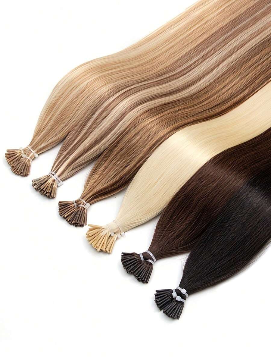 50 Pcs I Tip Hair Extensions Human Hair Extensions Color 1b Nature ...