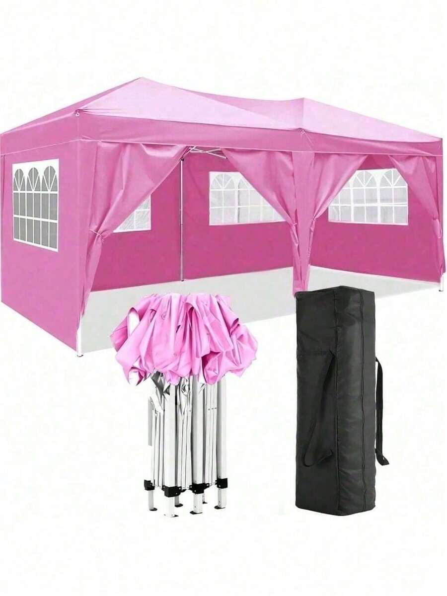 10'x20' Folding Canopy With 6 Removable Sidewalls Outdoor Event Shelter ...