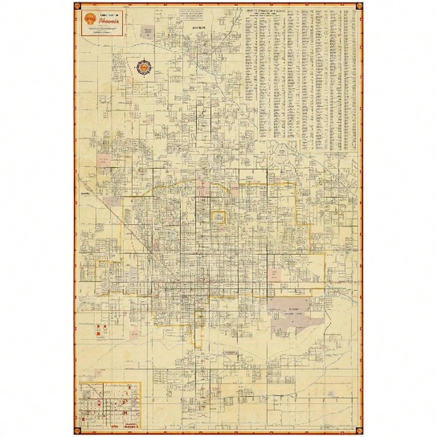Vintage Imagery Old Phoenix Map Vintage Phoenix Arizona Map Antique ...