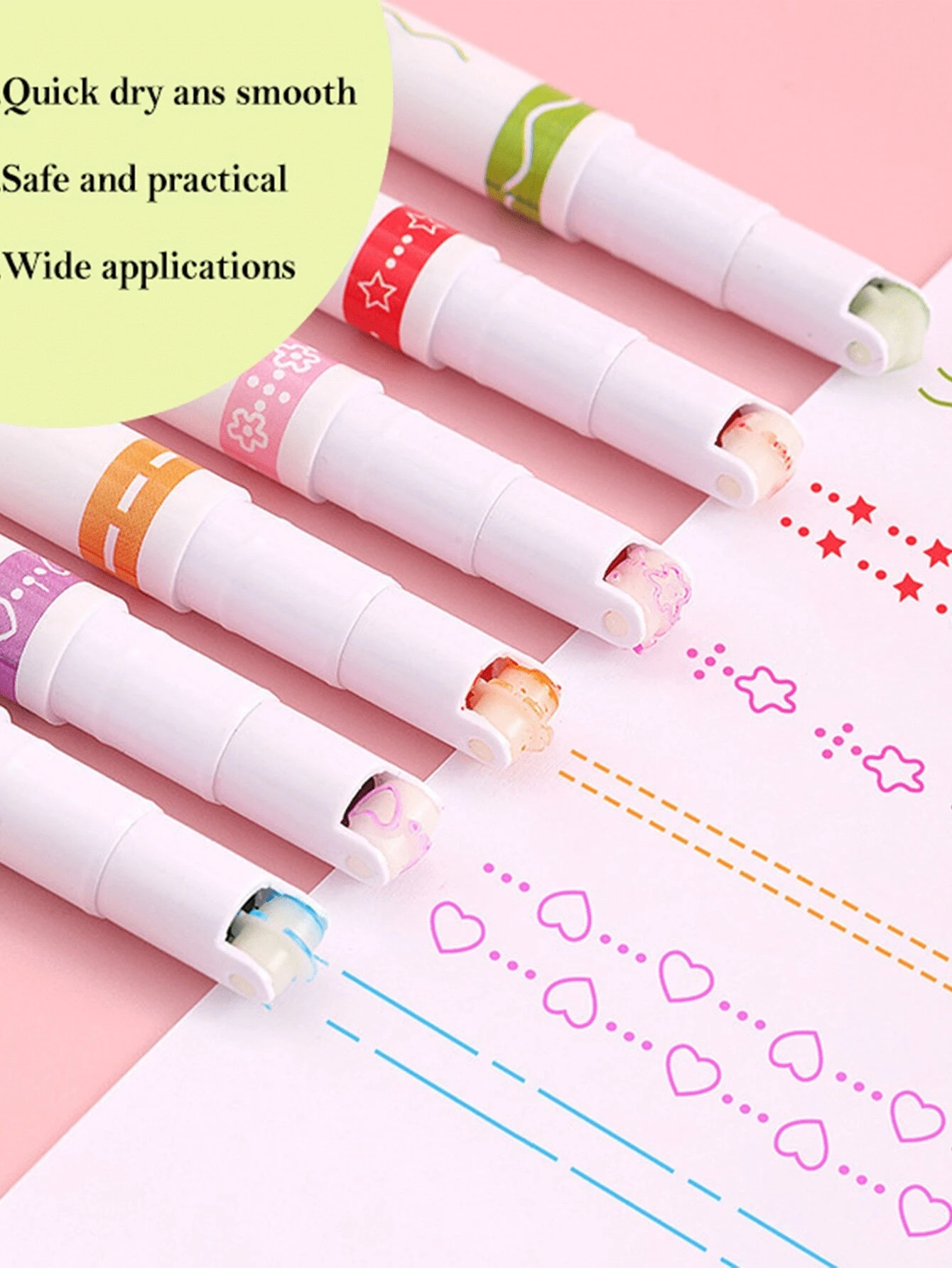 Colorful Curved Washi Tape Fluorescent Pen, Different Colors And Shapes ...