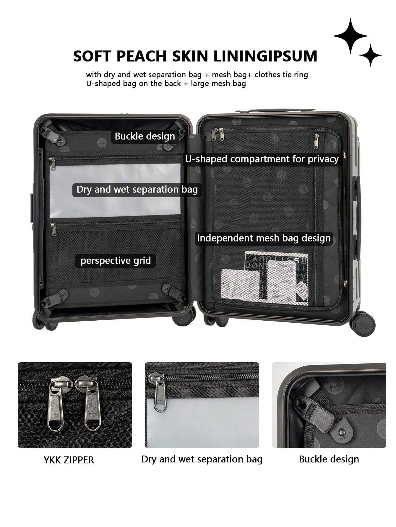 Front Opening With Laptop Bag Aluminum Wide Trolley System 20inch ...