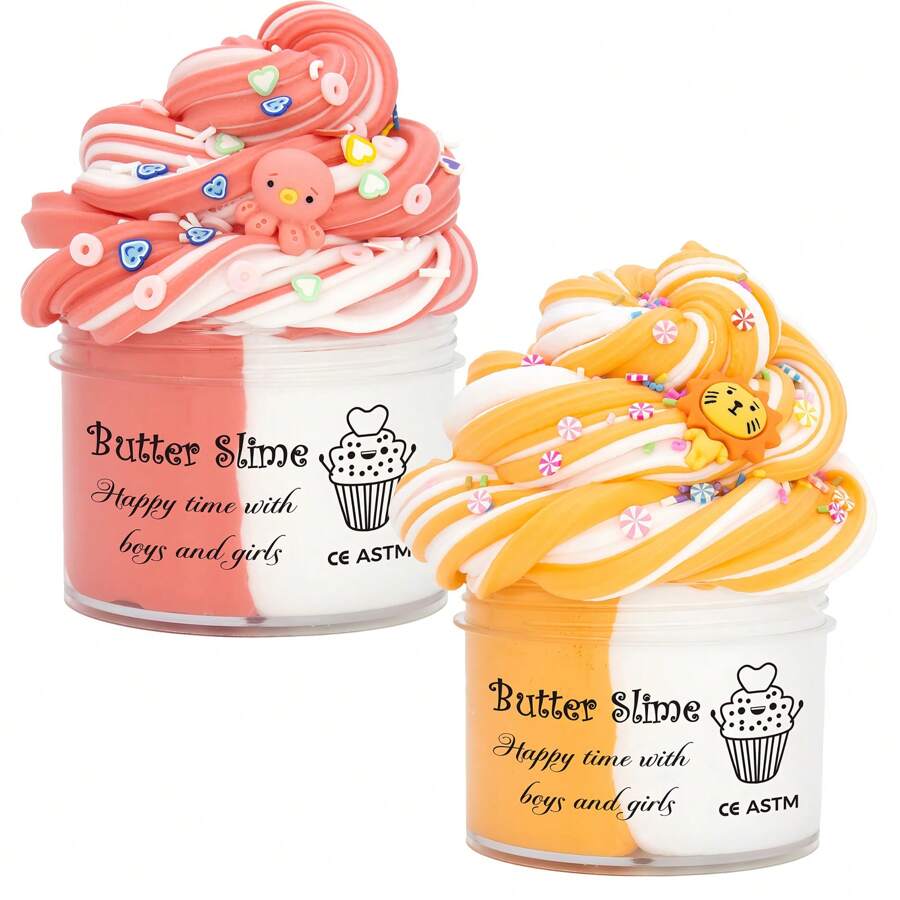 Ensemble de slime beurre bicolore 70 ml - Comprend des figurines de ...
