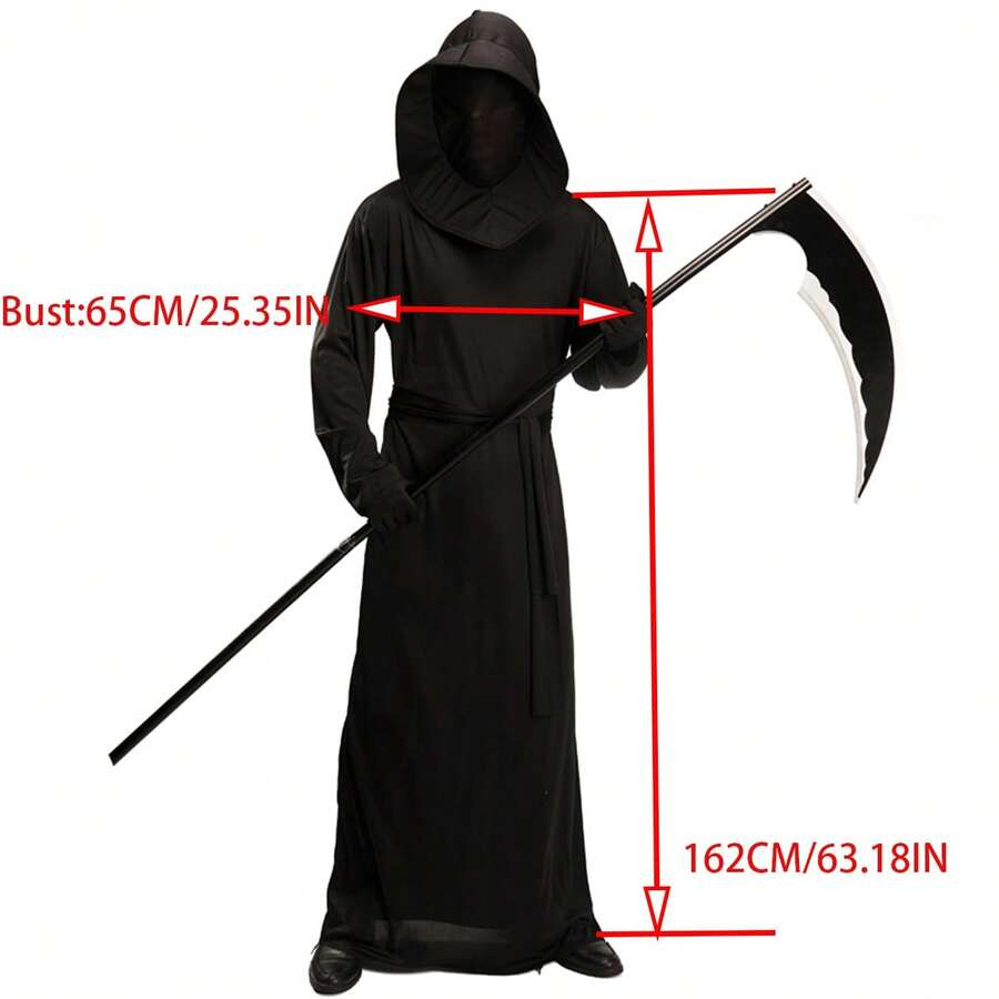 Halloween Costume For Men Role Play Black Ghost Robe Costume For Adult ...