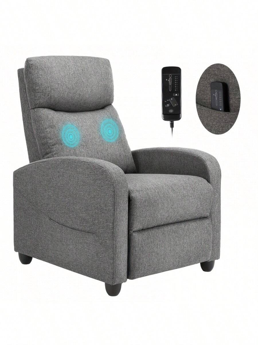 Recliner Chair, Massage PU Leather Small Recliner Home Theater Seating ...