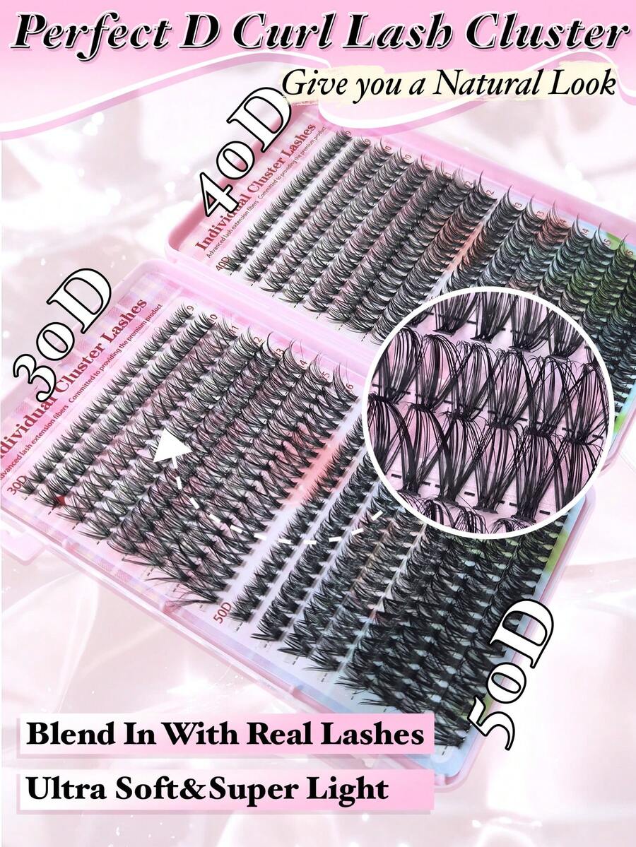 640PCS Individual Lash Clusters High Capacity 30D+40D+50D D Curl 9-16mm DIY Lash Clusters ...