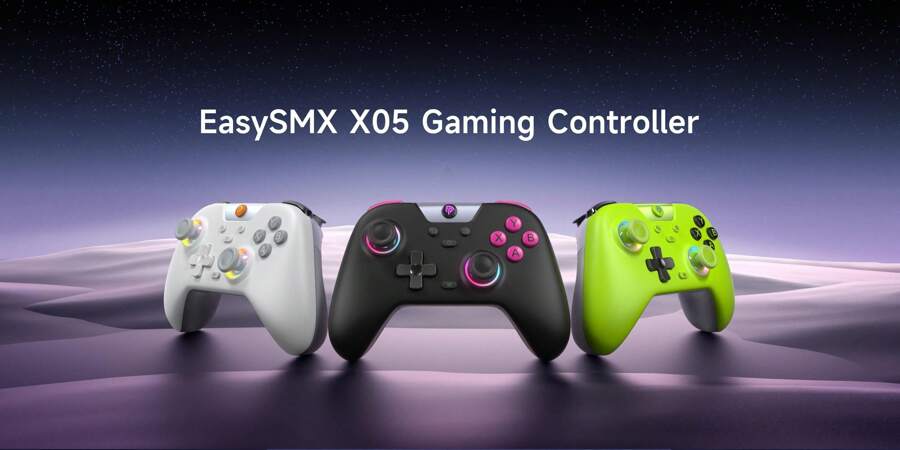 EasySMX EasySMX X05, PC And Multiplatform Gaming Controller With Hall Effect Joysticks, 7 Light ...