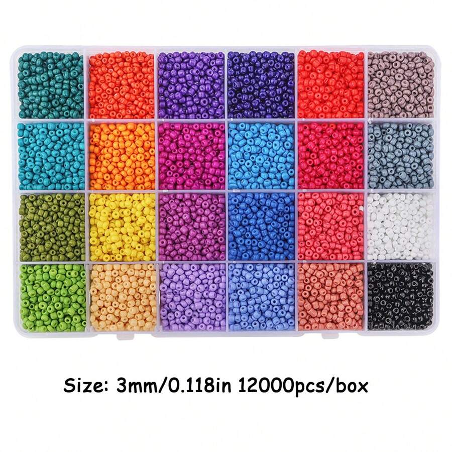 1 Box Of 3mm Mixed 24 Colors Glass Seed Beads Glass Beads Bulk Kit ...
