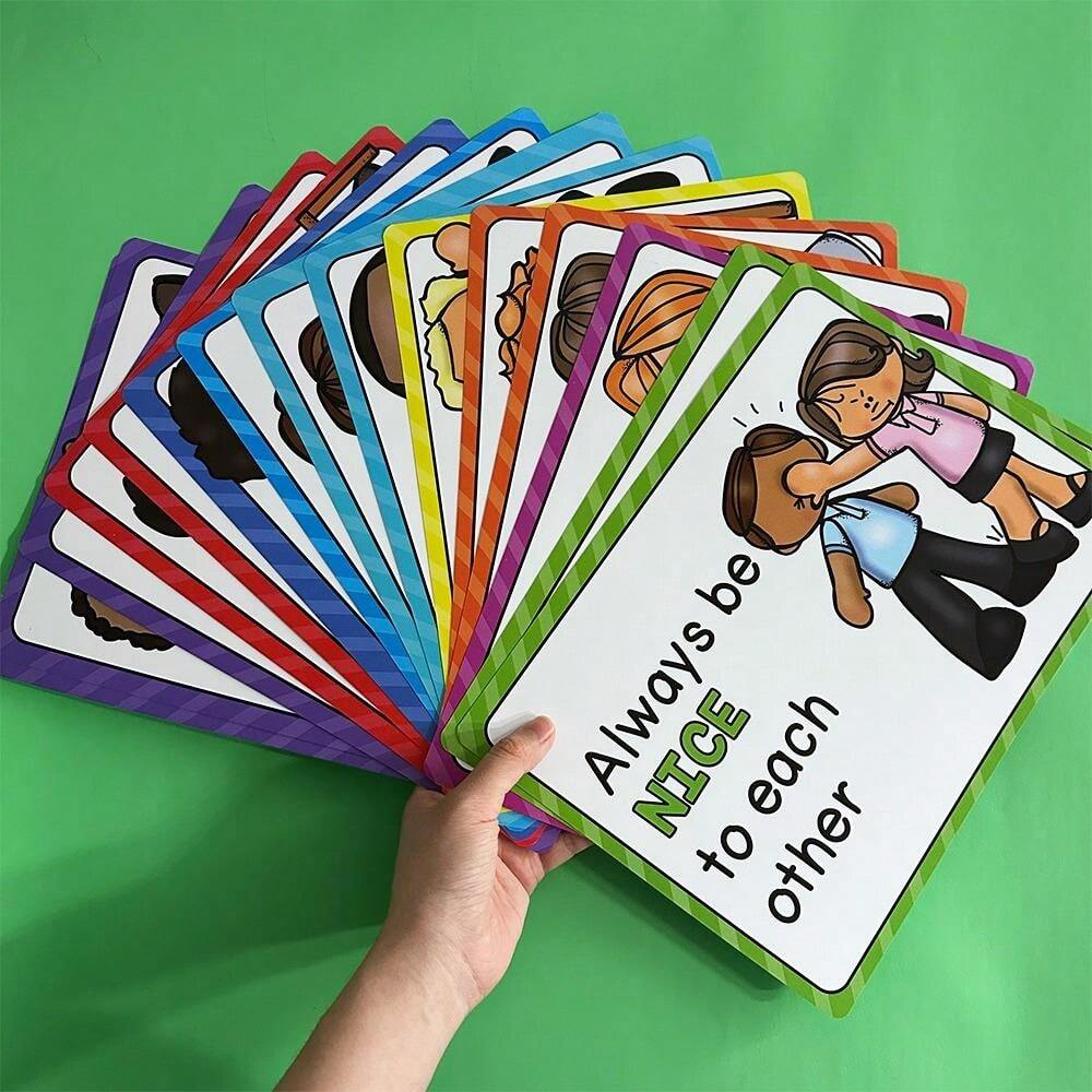 15 Pcs Educational Learning Cards For Children Classroom Rules Posters ...