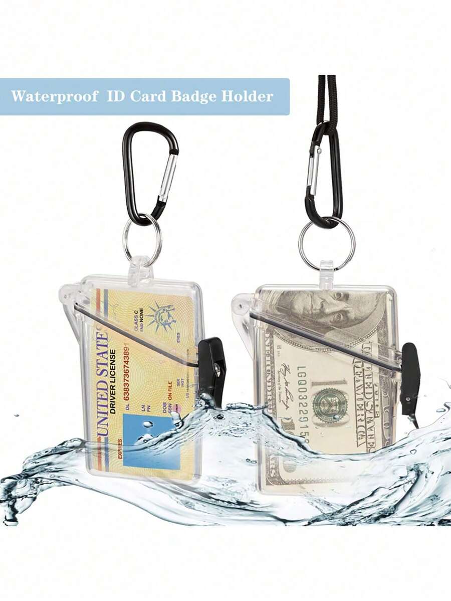 Waterproof ID Card Storage Box With Beach Design, Hanging Loop, And ...