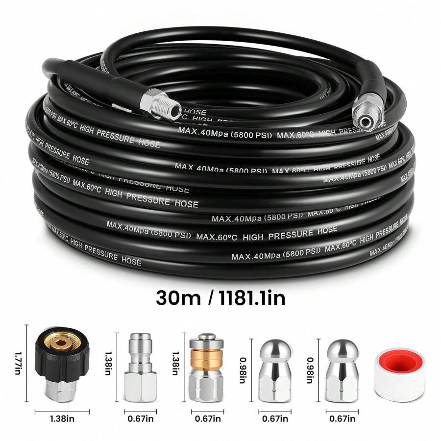 30M/100 FT Pressure Washer Hose,5800 PSI Pressure Washer Drain Pipe ...