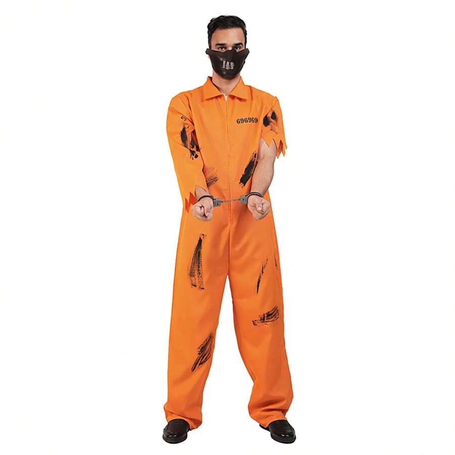 Prisoner Costume Cosplay Scary Men Prisoner Jumpsuit | SHEIN USA