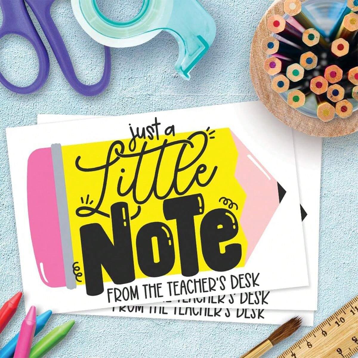 25pcs Cute Pencil Teacher Postcards - Classroom Rewards For Students ...