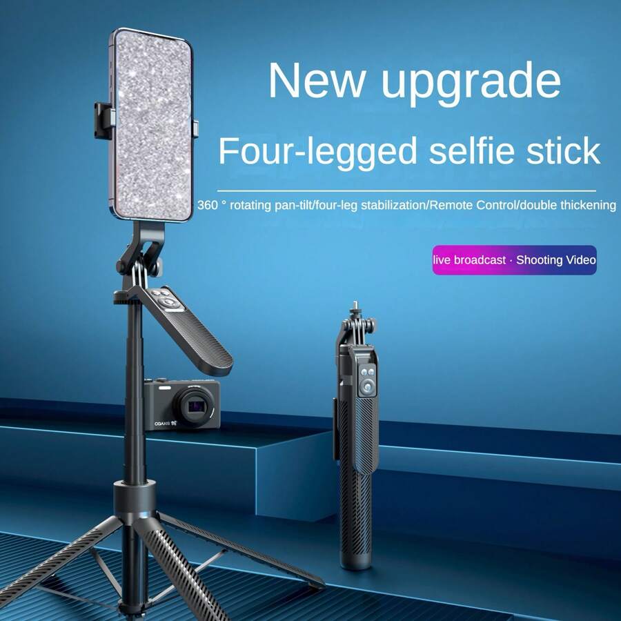 70-Inch One-Touch Quad-Pod Bluetooth Selfie Stick With Handheld ...
