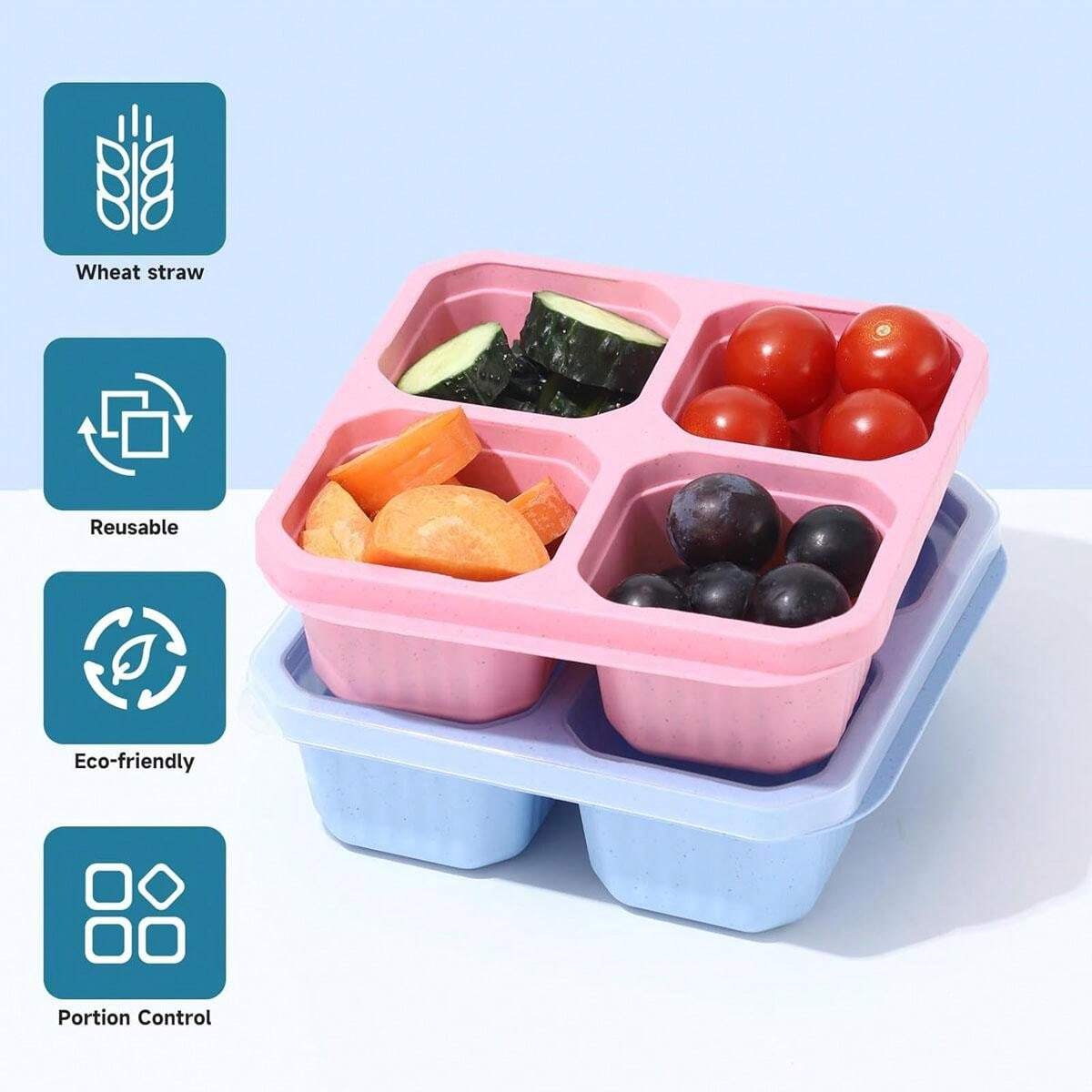 One, Snack Container 4-Bar Meal Preparation Container Reusable ...