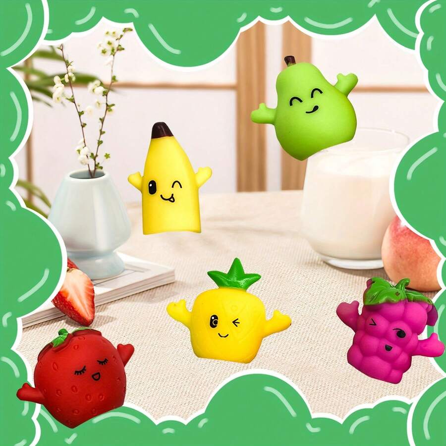 5 PCS Cute Fruit Finger Puppets Cute Monster Finger Puppets Soft Rubber ...
