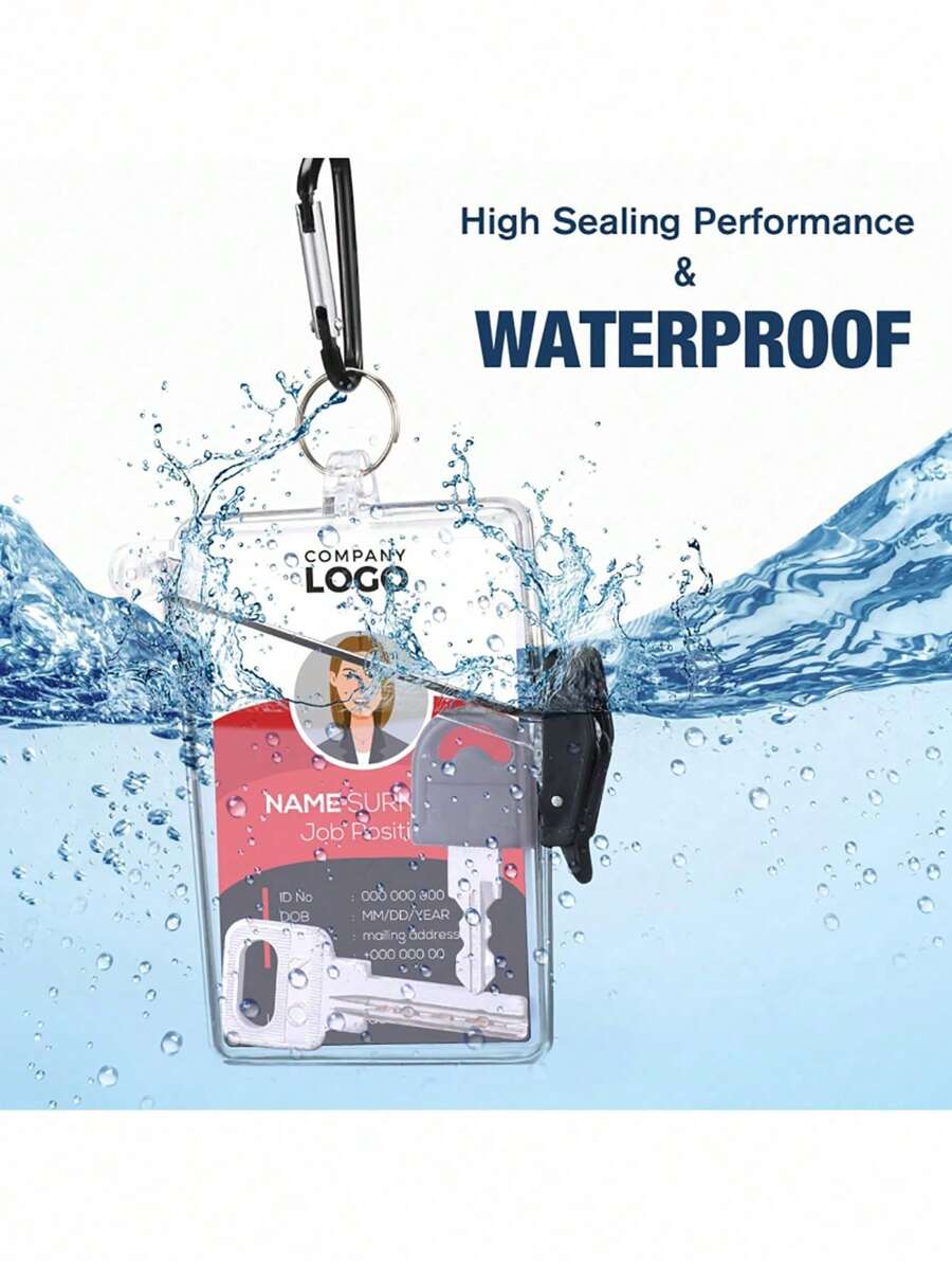 Waterproof ID Card Storage Box With Beach Design, Hanging Loop, And ...