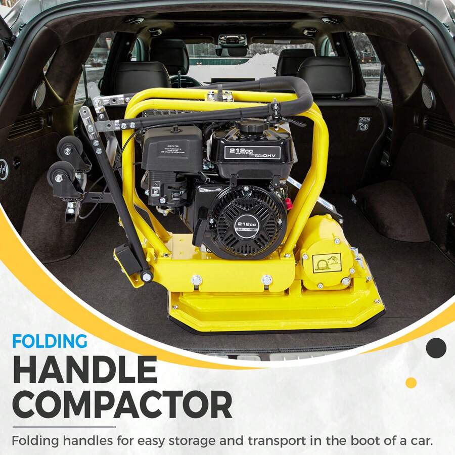 Plate Compactor, 7.0HP 212cc Gas Engine 5760 VPM, 4500LBS Compaction ...