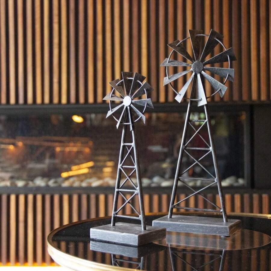 Adam And Friends Metal Windmill Sculpture 2-Piece Set Pewter Large ...