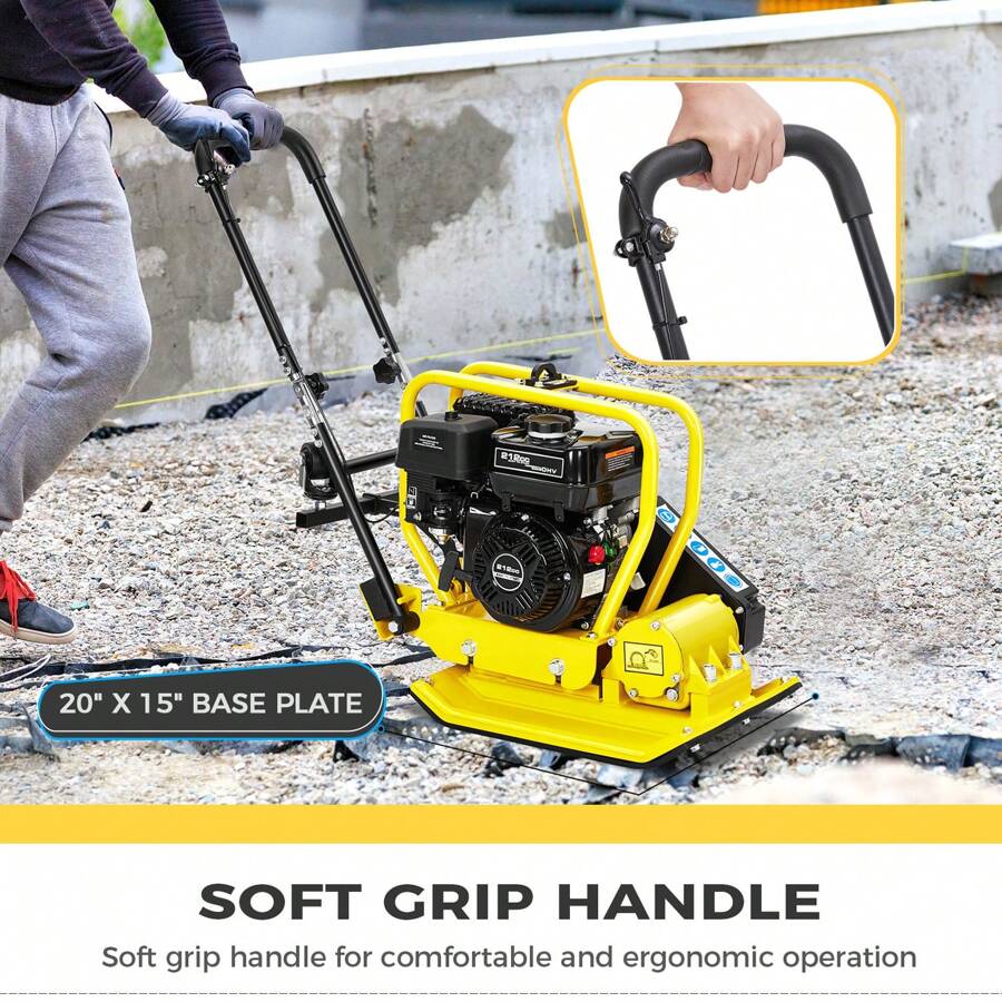 Plate Compactor, 7.0HP 212cc Gas Engine 5760 VPM, 4500LBS Compaction ...