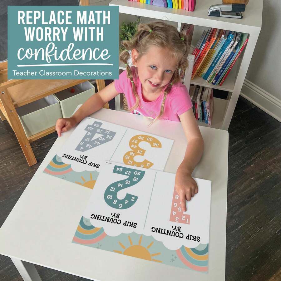 9 Boho Multiplication Chart Poster For Wall - Multiplication Poster For ...