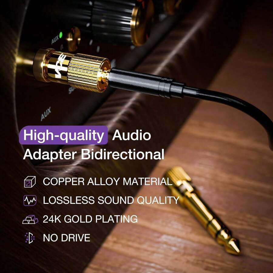 Adaptador/convertidor de audio de 6,5 mm macho a 3,5 mm hembra, conector estéreo para micrófono ...
