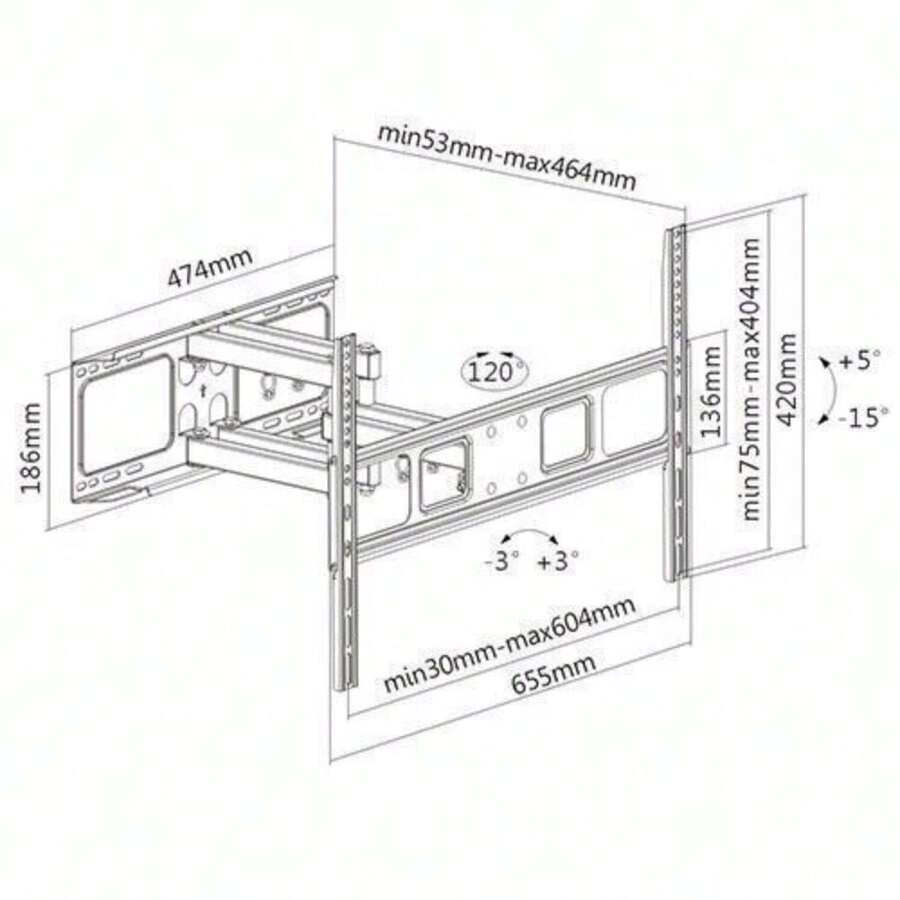 DUAL ARM SWIVEL LCD LED FULL MOTION TV WALL MOUNT 37 42 46 47 50 55 60 ...