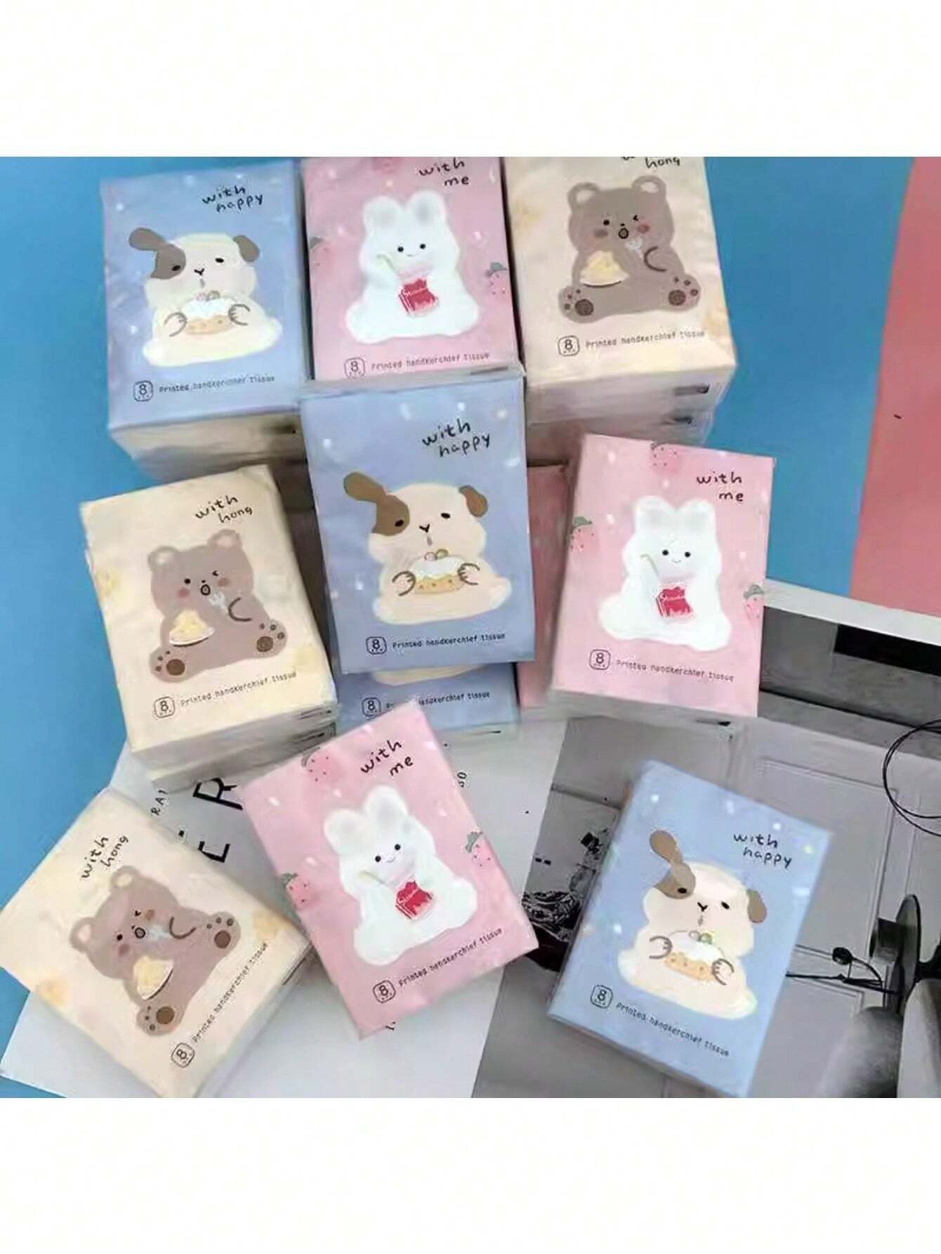 Cute Printed Packaging Handkerchief Paper Portable Mini Handkerchief ...