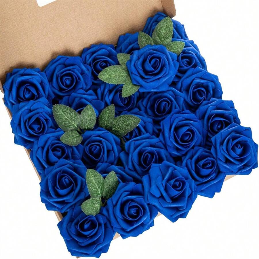 25pcs Artificial Flower Foam Rose Real Touch Roses Flower Heads With ...