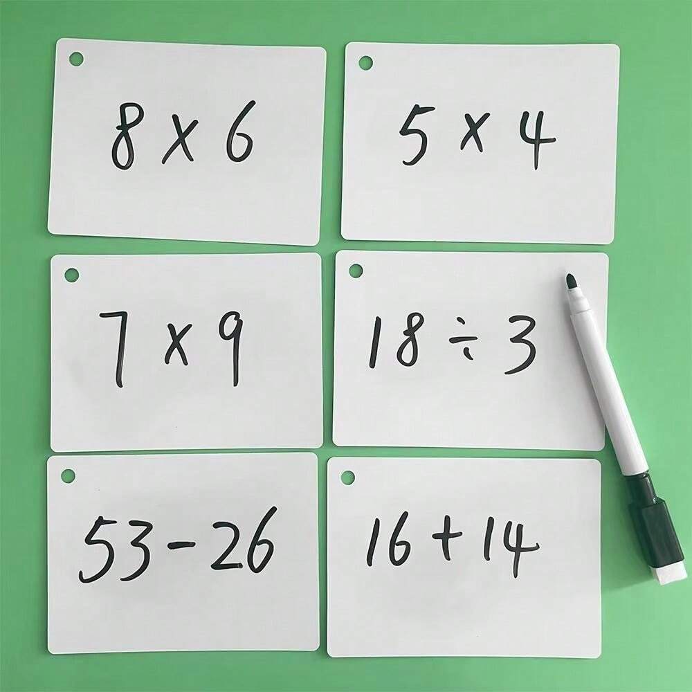 Lachilly 20 Pcs Blank Writing Cards Reusable Dry Erase Flash Cards To ...