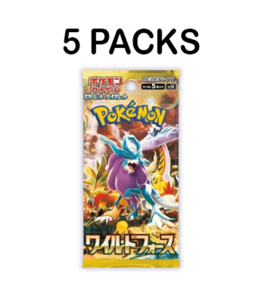 5 Pack Wild Force Loose Booster Pack Japanese Pokemon Trading Card Game ...