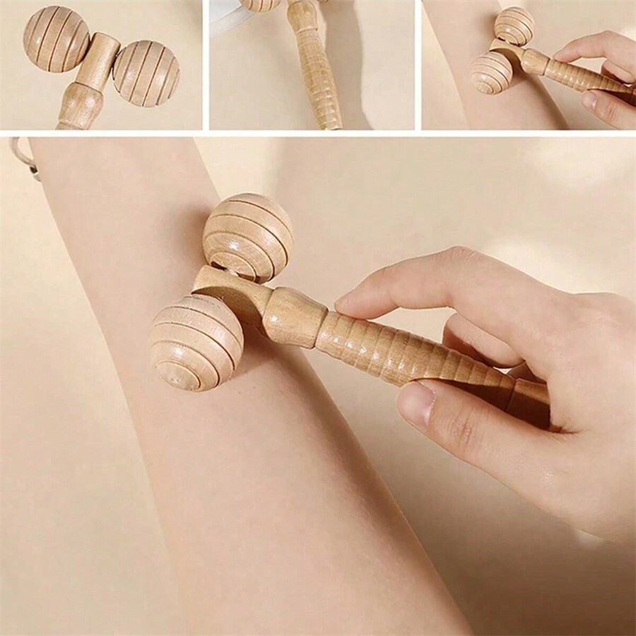Manual Wooden Massage Roller Hand Push Handheld Body Massage Tool Full ...