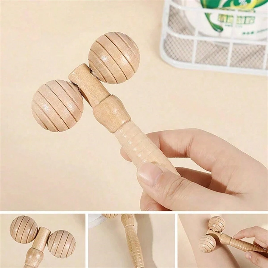Manual Wooden Massage Roller Hand Push Handheld Body Massage Tool Full-Body Household Trigger ...