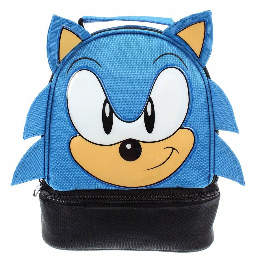 Sega Sonic The Hedgehog Lunch Bag Big Face Dual Compartment Lunch Box ...