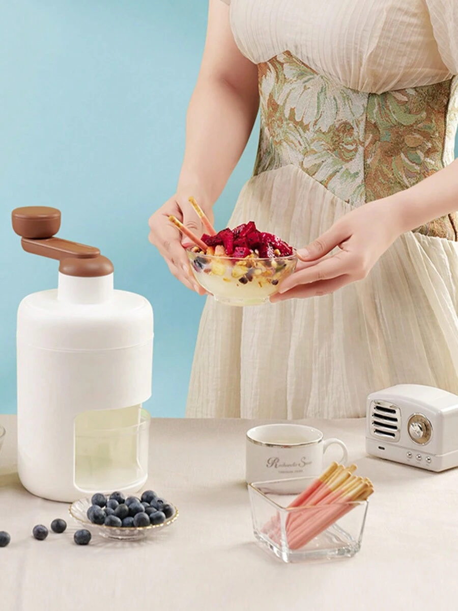 1pc Portable Hand-Cranked Shaved Ice Maker - Compact Fluffy Ice Shaver ...