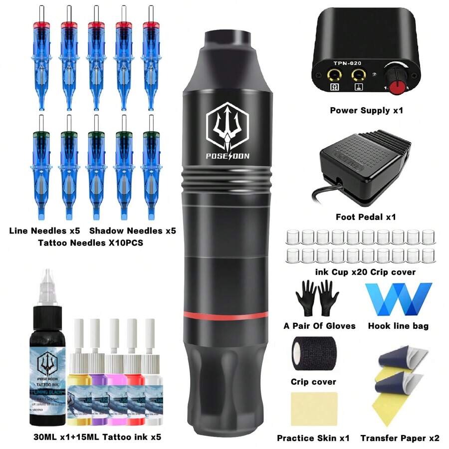 POSEIDON POSEIDON Tattoo Gun Kit - Wireless Tattoo Gun Kit, Tattoo ...