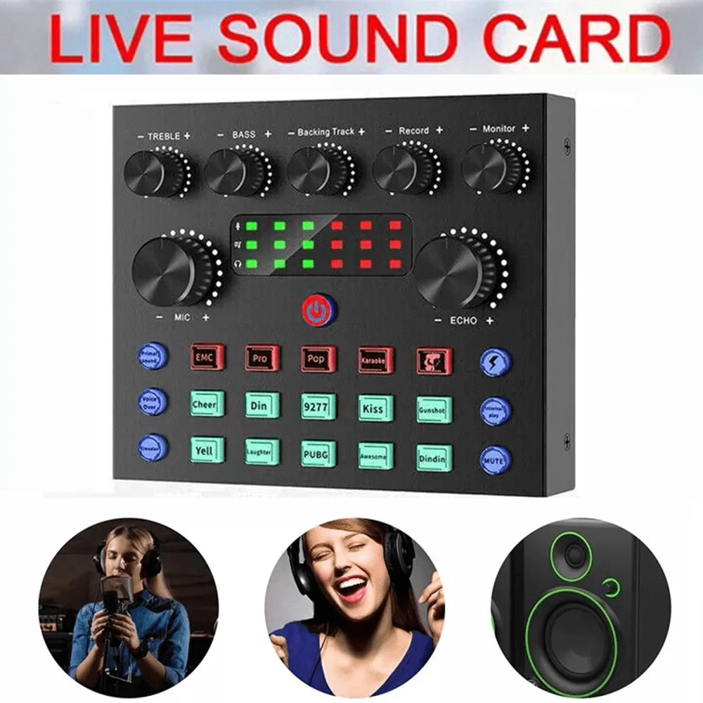 Live Sound Card Audio Mixer, Voice Changer With Sound Mixing Effects ...