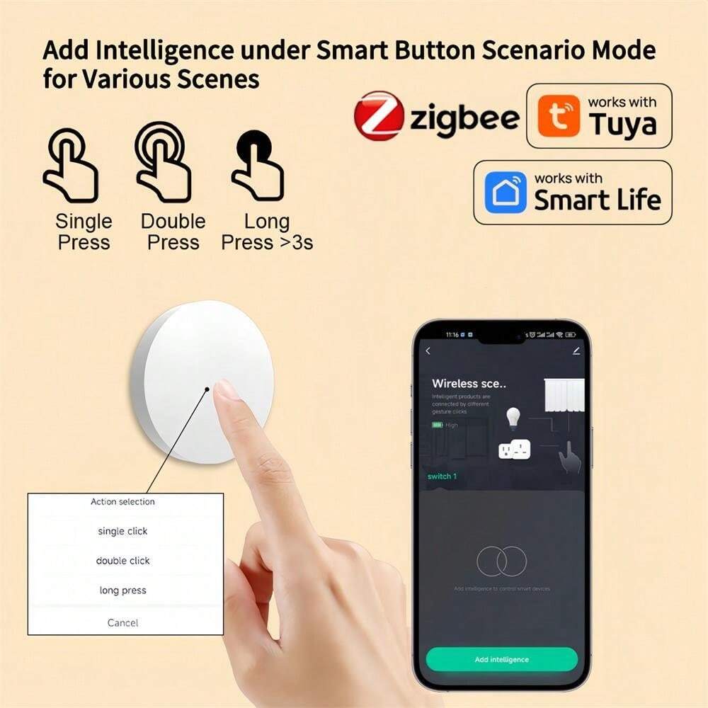RSH Tuya ZigBee Smart Button Scene Switch Draadloze afstandsbediening Eén-toets controller Multi ...