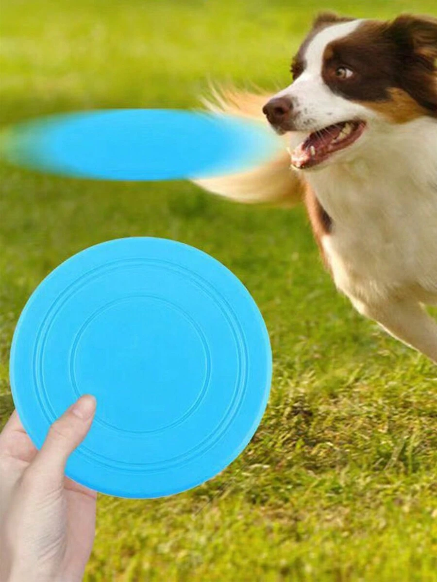 1pc [Color Random] Silicone Flying Disk Dog Toy, Pet Interactive ...