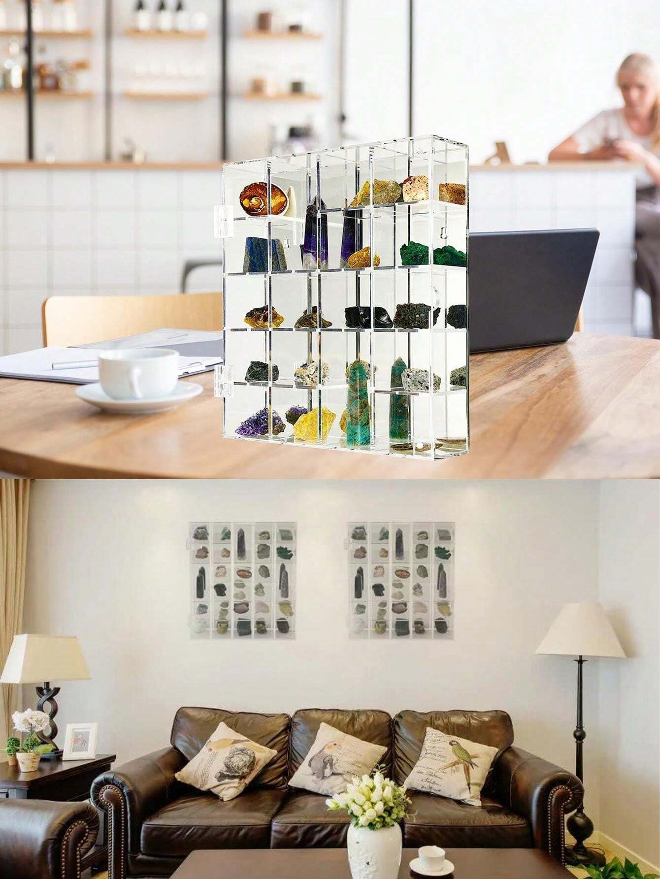 Clear Acrylic Crystal Mineral Display Case, With Cover, Wall-Mounted ...