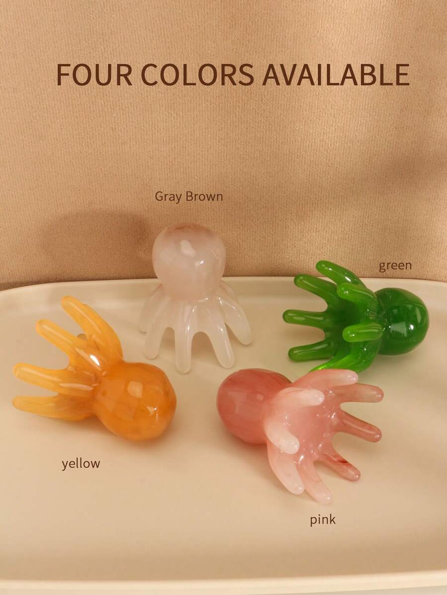 1pc Wide Tooth Massage Comb, Cute Octopus Shape Resin Material, Smooth ...