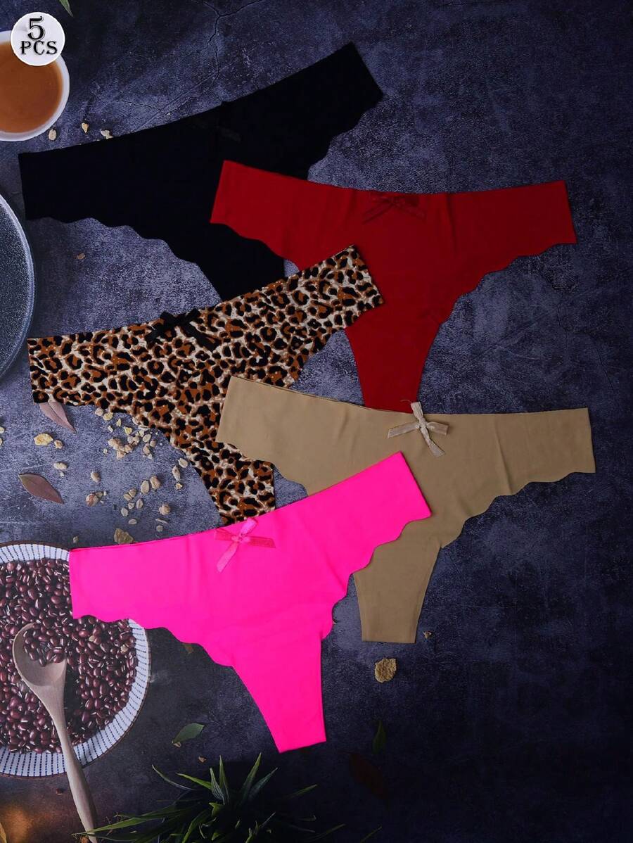 5pcs 5color Sexy Women G-String Underwear Lace Panties Lingerie Bikini ...