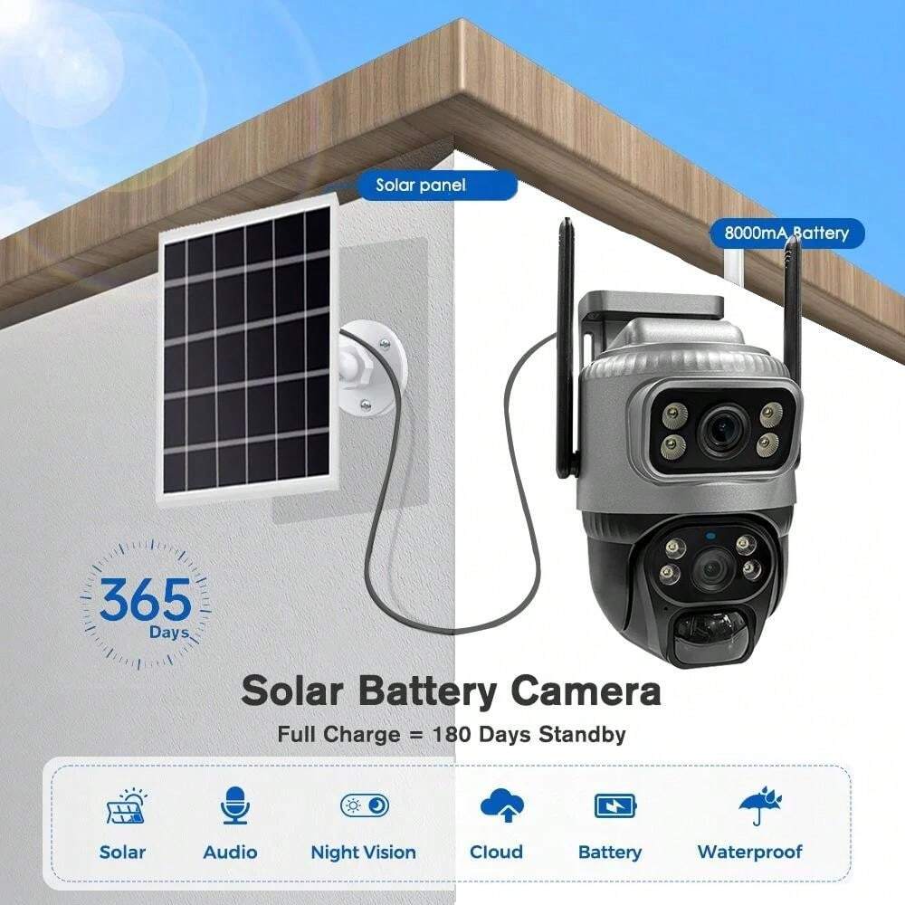 กล้องวงจรปิดพลังงานแสงอาทิตย์ 4K HD การมองเห็นในเวลากลางคืน กล้องวงจรปิด CCTV ตรวจจับการ ...