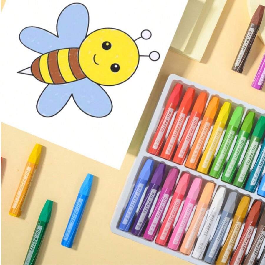 12/18/24/36pcs Set Hexagon Oil Pastel Crayons For Kids Art Drawing ...