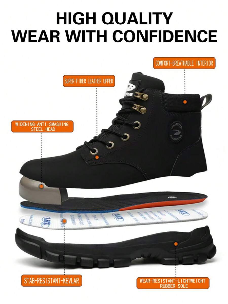 Steel Toe Safety Boots, High-Top Work Boots, Outdoor/Hiking/ Boots ...