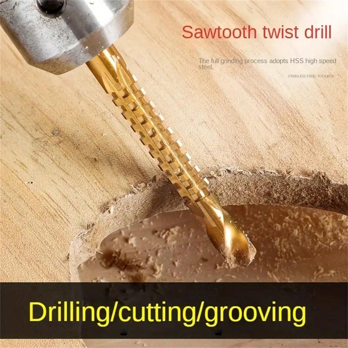 6pcs Titanium Twist Saw Drill Bit Set, High Speed Steel Pulling ...