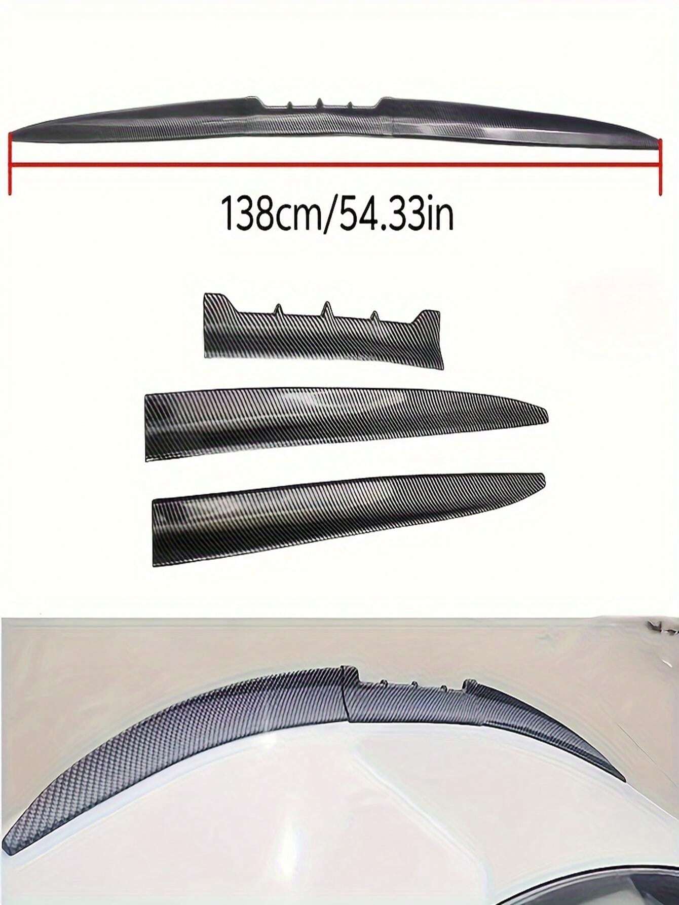 3pcs Universal Car Rear Spoiler Set, PVC Racing Wing Compatible With ...