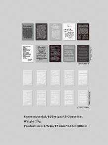 30 piezas/paquete Papel decorativo multicolor de estilo retro con texto en inglés para ...