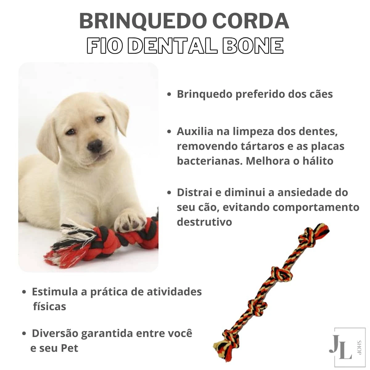 Dental Bone Rope Chew Toy Large 4 Knot Wire For Dogs | SHEIN USA